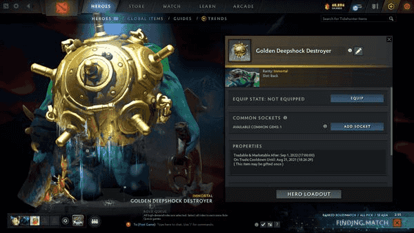 Beli Item Gift Golden Deepshock Destroyer Immortal ( Tidehunter ) Dota ...