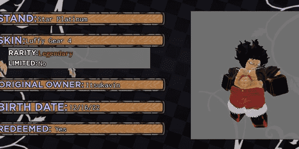 Beli Item Luffy Gear 4 (Star Platinum Skin) | YBA | Your Bizarre ...