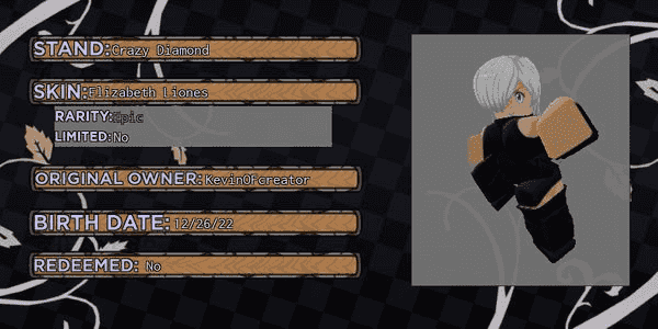 Beli Item Elizabeth Liones (Crazy Diamond Skin) | YBA | Your Bizarre ...