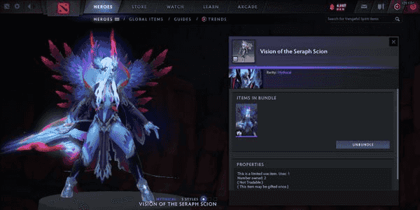 Beli Item Gift Vision of the Seraph Scion (Vengeful Spirit Set Nemestice Collector's Cache) Dota ...