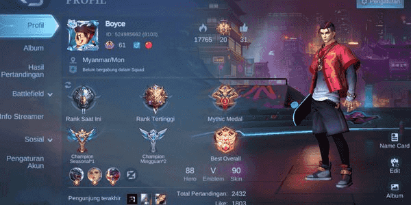 Beli Akun Hero 88 Emblem Max5 + STUN Chou + M World Ling + KOF Karina ...