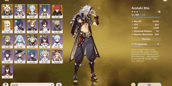 Beli Akun Itto SIGNATURE, Ayato, Diluc + 3 WEAPON B5 AR35 ASIA SERVER ...