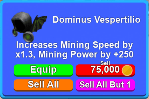 Beli Item Mining Simulator Dominus Vespertilio Roblox Terlengkap dan ...