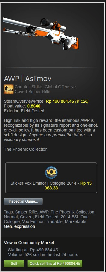Beli Item Ready Trade AWP | Asiimov (Covert Sniper Rifle) Counter ...