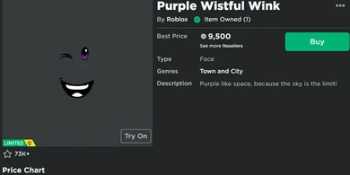 Beli Item purple wistful wink limited face Roblox Terlengkap dan ...