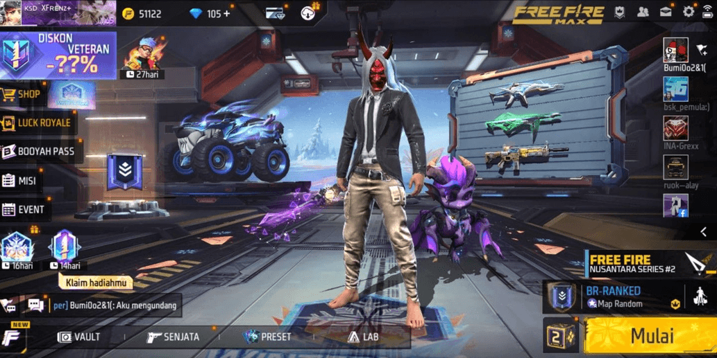 Buy Account CHEAP FF FREE FIRE ACCOUNT VAULT 320+ ALLROF WEAPONS Garena ...