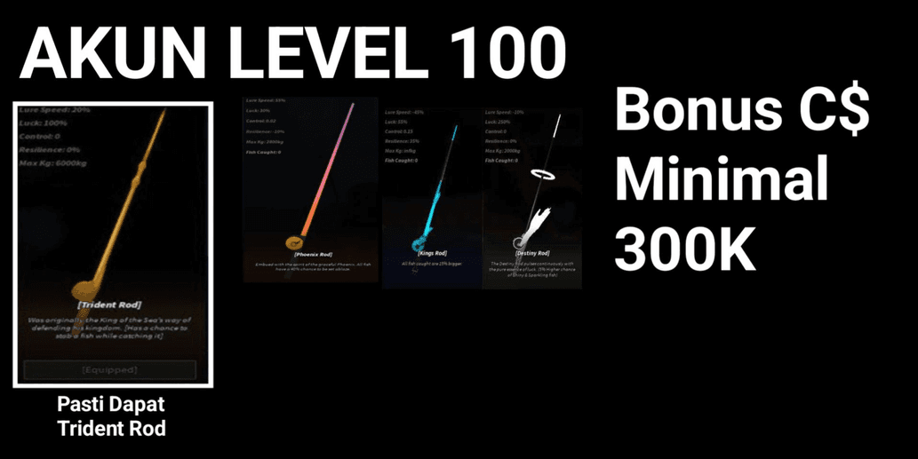 Buy Account Fisch Account Level 100 (Trident Rod) (Not Verified) Fisch ...