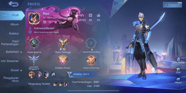 Buy Account AKUN MLBB SULTAN SKIN 150 - MWORLD LING - COLEKTOR NATALIA ...