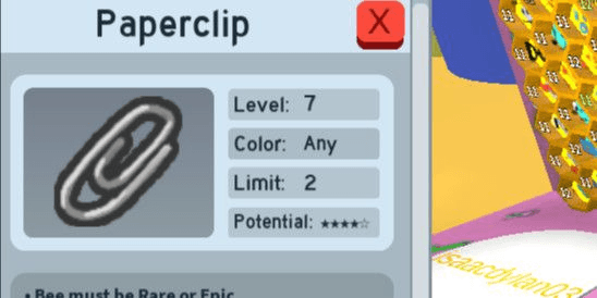 Buy item Bee swarm simulator | Paperclip 1% BAP (Beequip lvl 7 , 4 ...