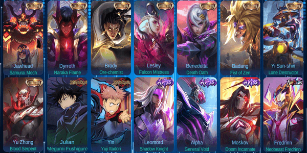 Beli Akun AKUN MLBB SKIN 535 | 8 LEGEND | 13 COLLECTOR | 3 ABYSS & 3 ...