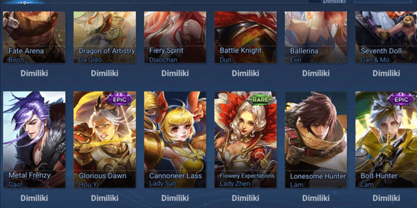 Buy Account ACCOUNT HOK RANK MASTER, Da qiao LNY, Arthur Epic, Diaochan ...