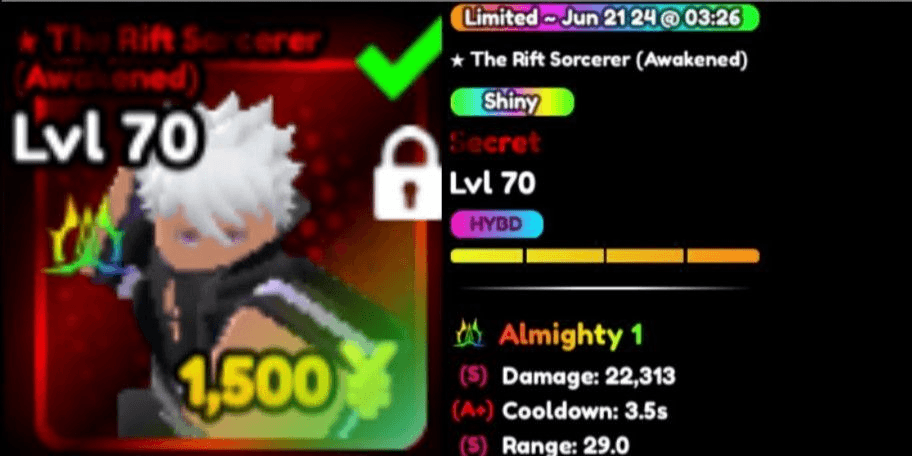 Buy Item Secret Shiny The Rift Sorcerer (Awakened) | Gojo | Almighty ...