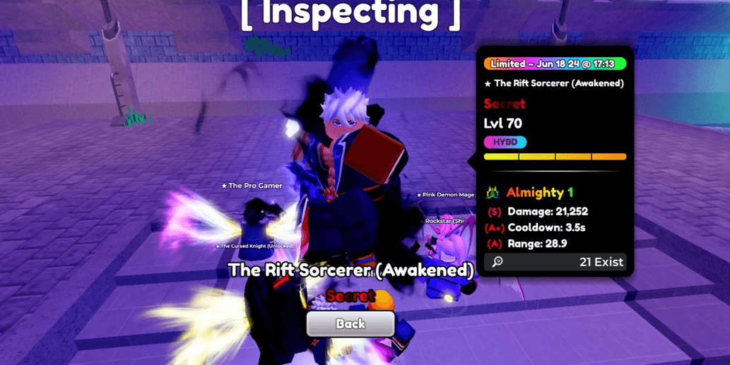 Beli Unit The Rift Sorcerer (Gojo) Almighty Max Level - Trait S/A+/A ...