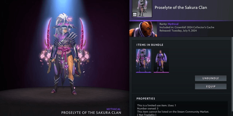 Beli Item Gift Proselyte of the Sakura Clan (Anti-Mage Set) + Persona Collector Cache CrownFall ...