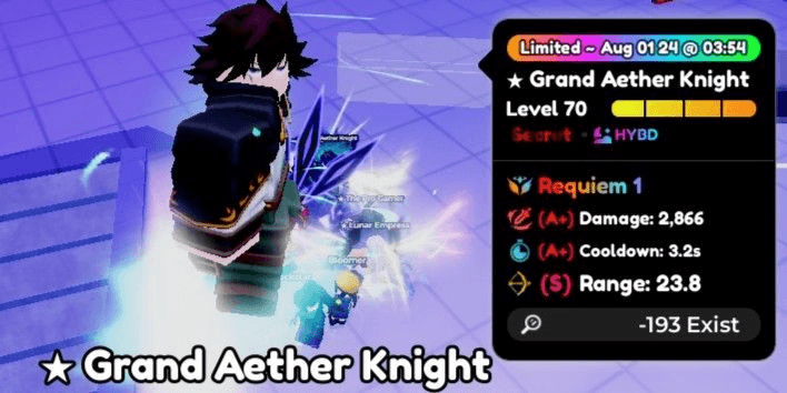 Beli Unit AETHER KNIGHT EVOLVED REQUIEM LEVEL MAX Anime Defenders ...