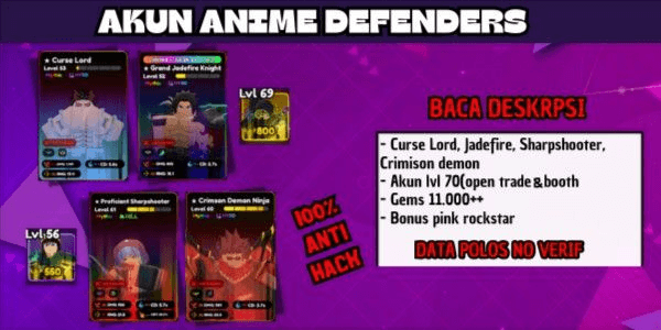 Buy Account anime account defenders Sharpshooter+Demon ninja+Curse lord ...
