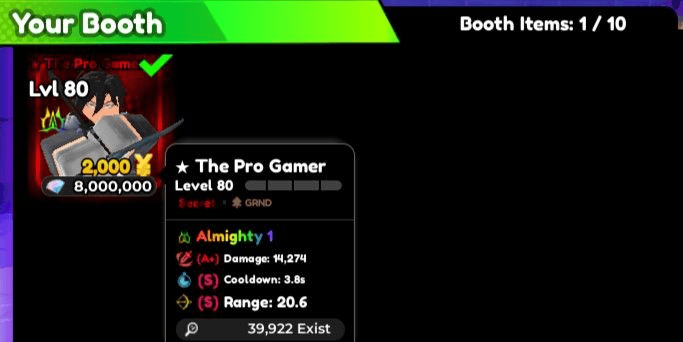 Beli Unit The Pro Gamer SJW Almighty Godly Stat - Anime Defenders Anime ...