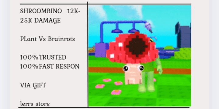 Buy Item SHROOMBINO 12K-25K DAMAGE Plants Vs Brainrots 3848682 | itemku