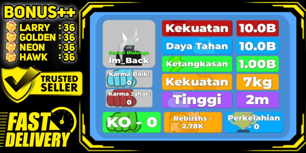 Buy Account Akun Muscle Legend | Rebirth 2780 Muscle Legend 3778449 ...