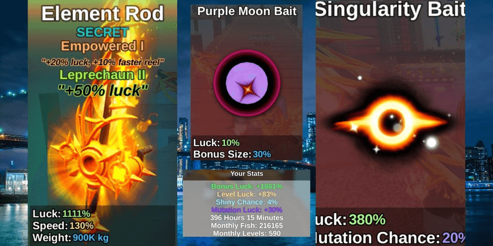 Buy Account Akun Elemental Rod (Enchant Empowered I + Leprechaun II) + Singularity & Purple Moon ...