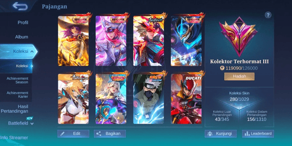 Beli Akun AKUN ML MURAH SKIN LEGEND LESLEY, FREYA, GUSION, KAKASHI ...