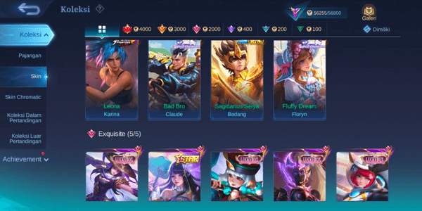 Buy Account CHEAP ML ACCOUNT MAX EMBLEM SANRIO SKIN CLAUDE, FLORYN ...