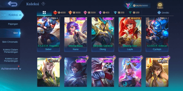 Buy Account CHEAP ML ACCOUNT MAX EMBLEM SANRIO SKIN CLAUDE, FLORYN ...