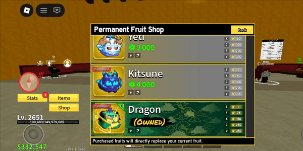 Beli Akun Akun Blox Fruit Permanent fruits Dragon, Dough, Portal ...