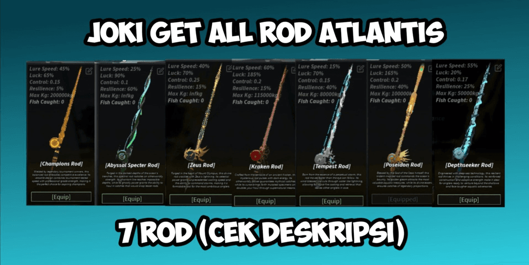Buy Boosting Service Joki Get All Rod Atlantis (Kalian Sediakan 10.25M ...