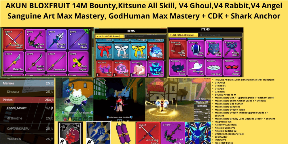 Buy Account KITSUNE All Mastery + V4 Angel + V4 Ghoul + V4 Rabbit ...