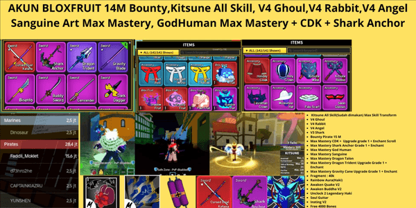 Beli Akun KITSUNE All Mastery + V4 Angel + V4 Ghoul + V4 Rabbit ...