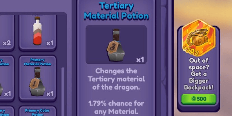 Buy Item Tertiary Material Potion Dragon Adventures 3265920 | itemku