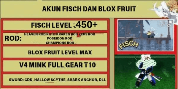 Buy Account AKUN FISCH DAN BLOX FRUIT, FISCH LEVEL 450+, BLOX FRUIT ...