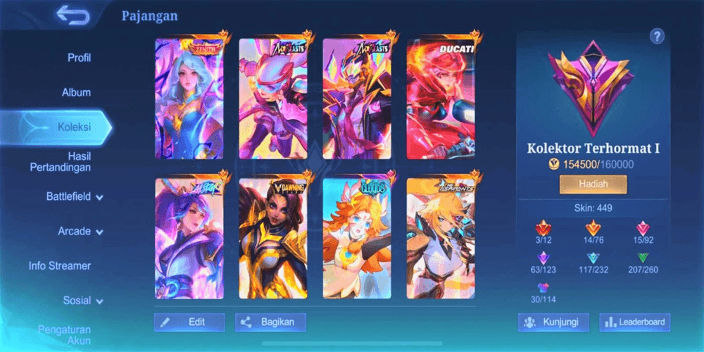 Beli Akun Akun Mlbb Skin 449 | 3 Legend | 5 Collector | Full Skin ...