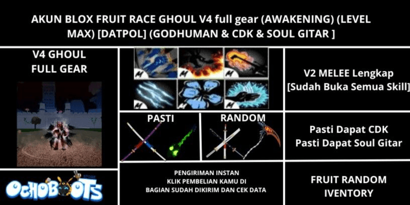 Buy Account Akun Blox Fruit Race Ghoul V4 Full Gear (Awakening ...