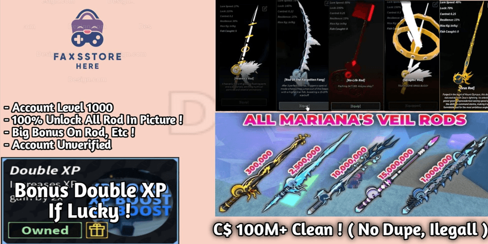 Beli Akun Akun Level 1000 | C$ 100M+ | All Mariana Rods | ROTFF ...