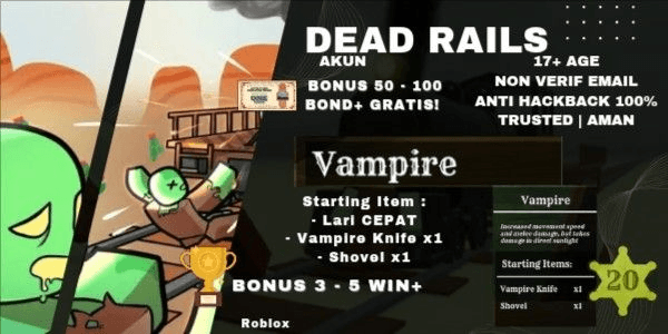 Buy Account Akun Class Vampire - Dead Rails RBL Dead Rails 3405061 | itemku