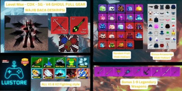 Buy Account Max Level Blox Fruit Account - CDK - SG - GHOUL V4 FULL ...