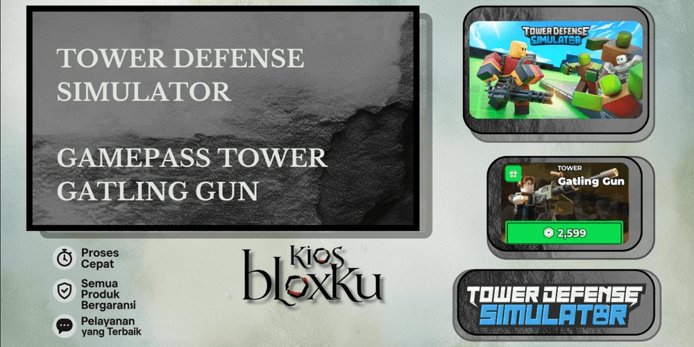 Beli Gamepass Gatling Gun Tower Defense Simulator Terlengkap dan ...
