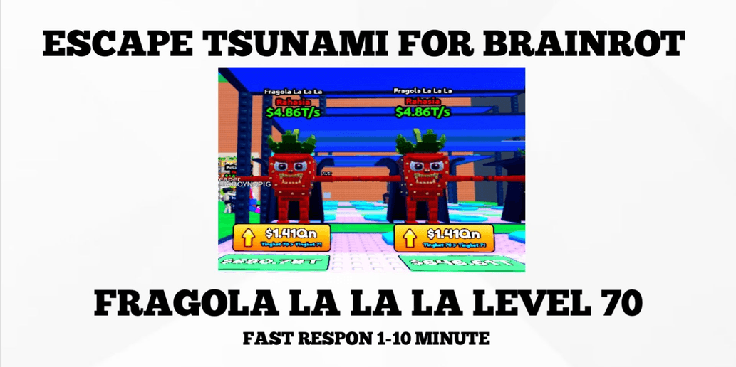 Buy Brainrot Fragola La La La Level 70 - Escape Tsunami For Brainrots ...