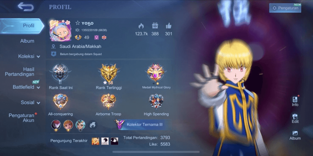 Beli Akun #ML23 | Hxh Julian | Kishin Angela | Kof Karina | Clouds ...