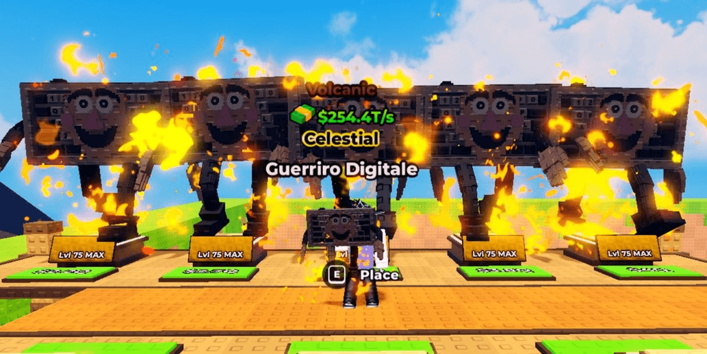Beli Brainrot Volcanic Celestial Guerriro Digitale | 254 T Kick a Lucky ...